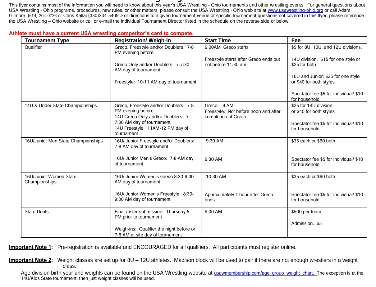 All Ohio Tournaments Flyer